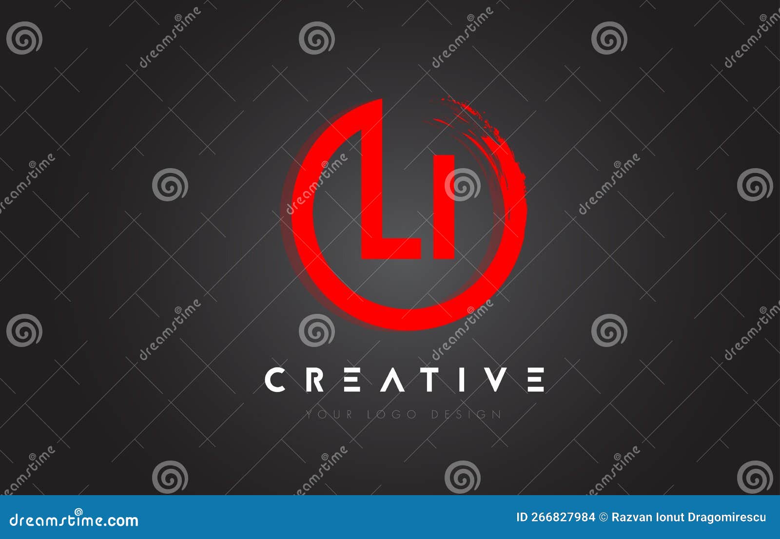 Red LI Circular Letter Logo with Circle Brush Design and Black ...