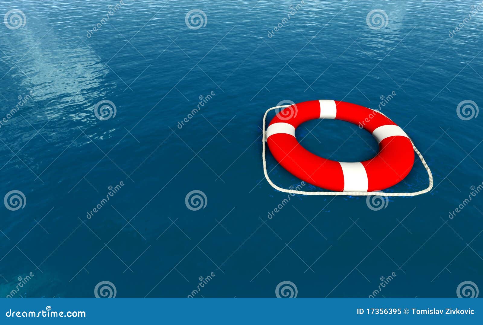 Red life belt on sea stock illustration. Illustration of emergency ...