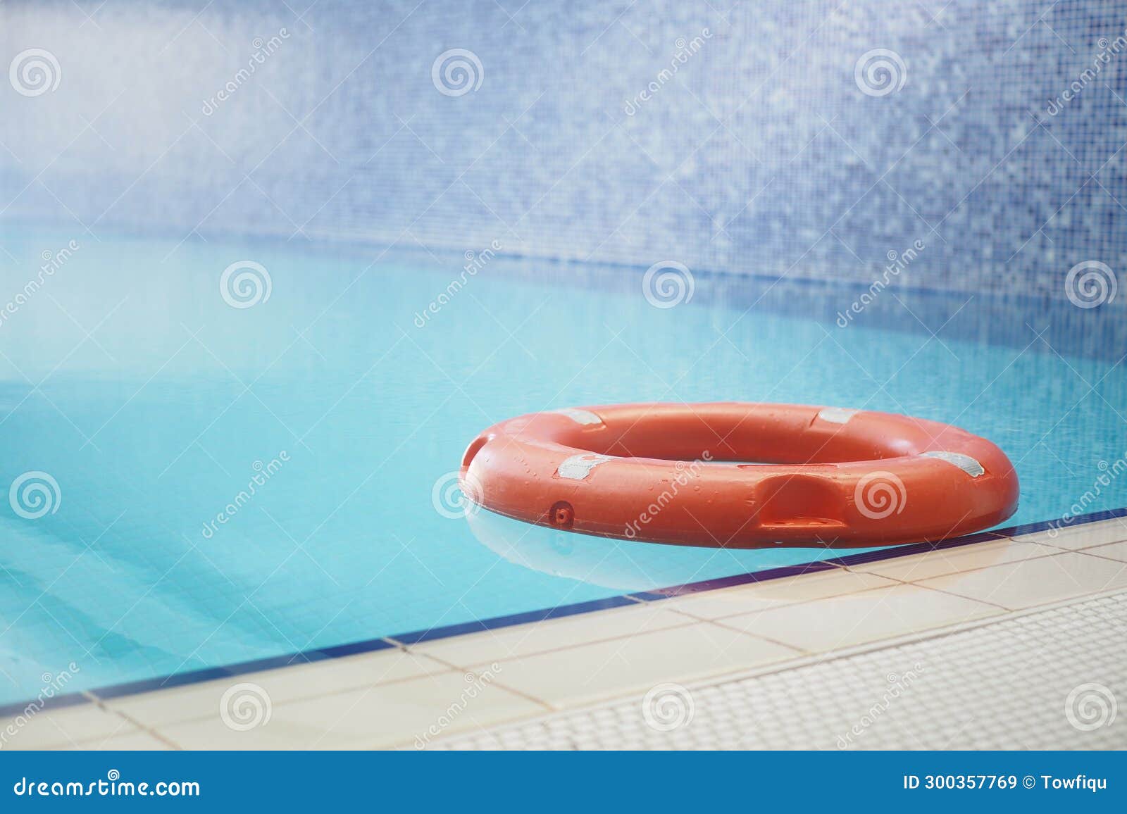 Red Life Buoy in Swimming Pool.. Help and Support Concept Stock Image ...