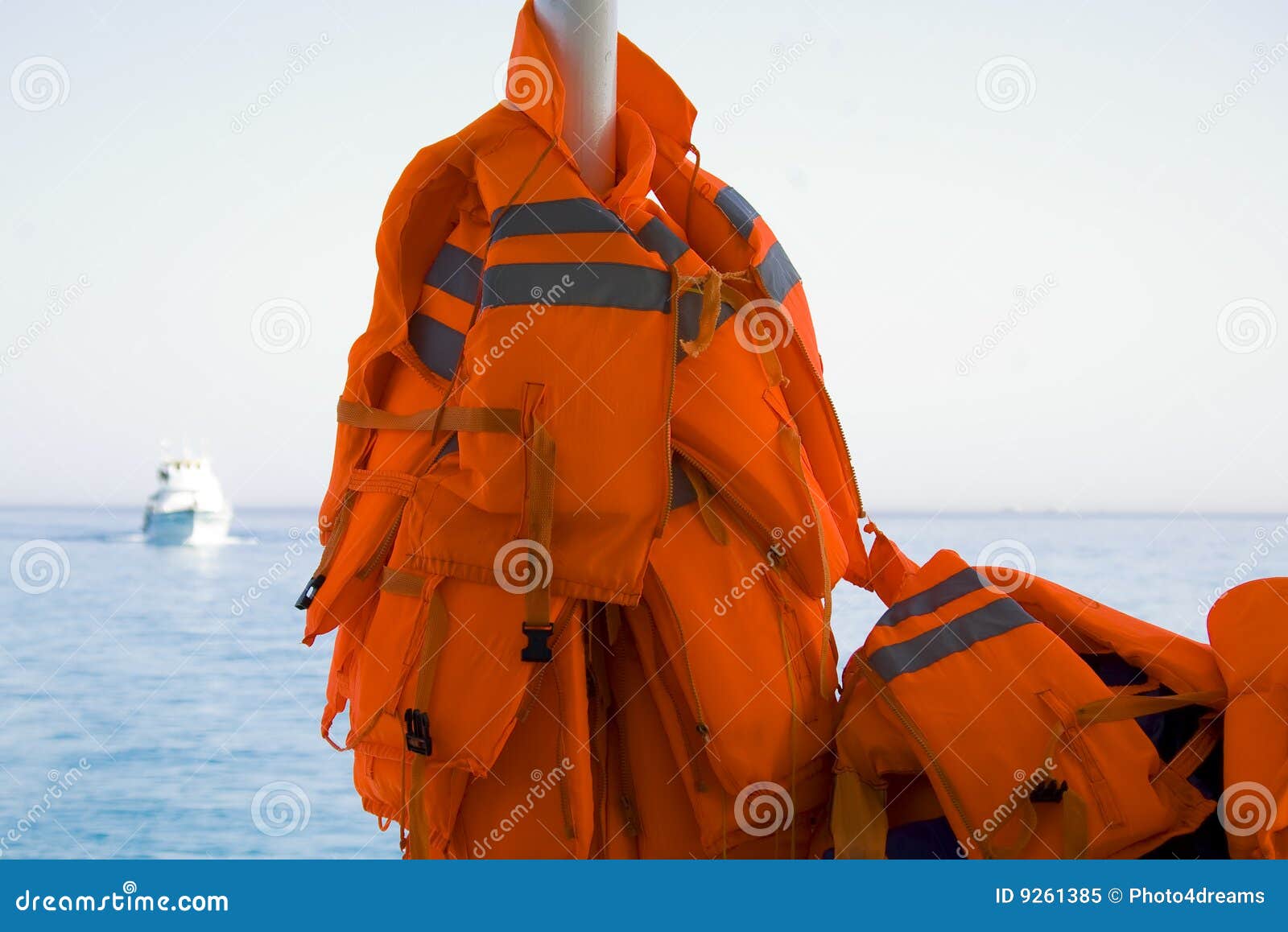 Red life jackets stock image. Image of navigate, plastic - 9261385