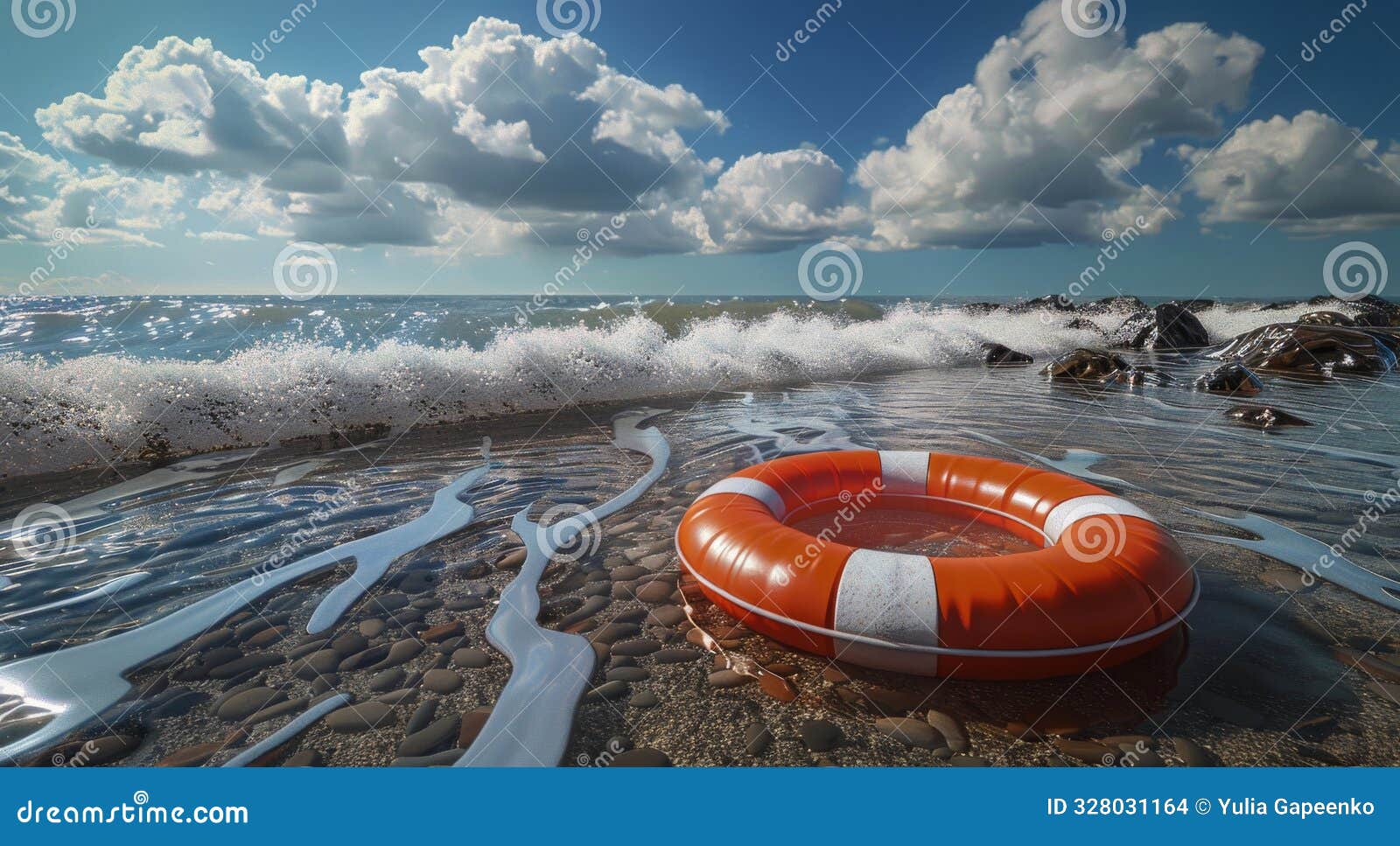Life Preserver Floating in the Ocean Stock Photo - Image of coast ...