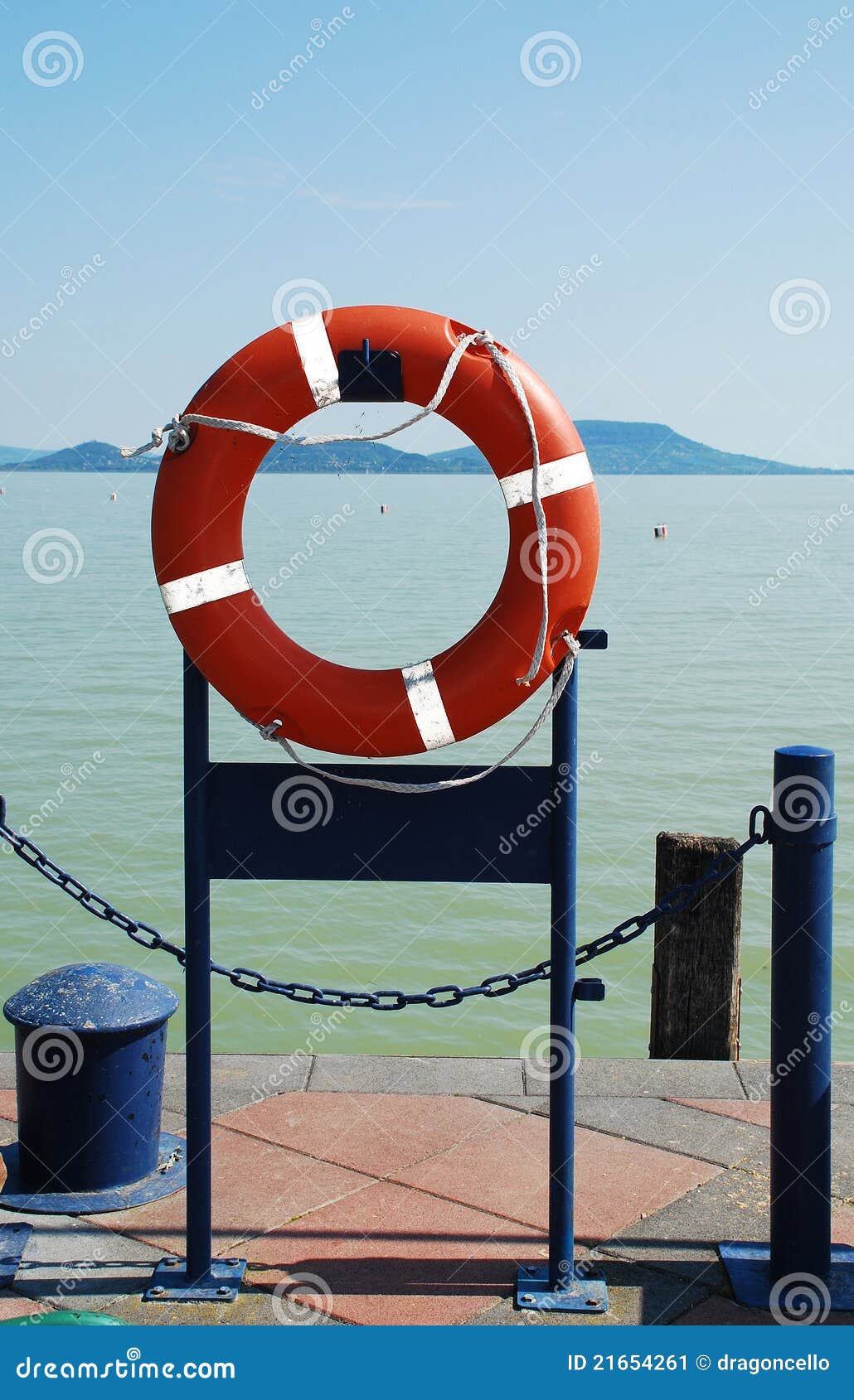 Red Life Ring by Lake stock image. Image of holiday, sunny - 21654261