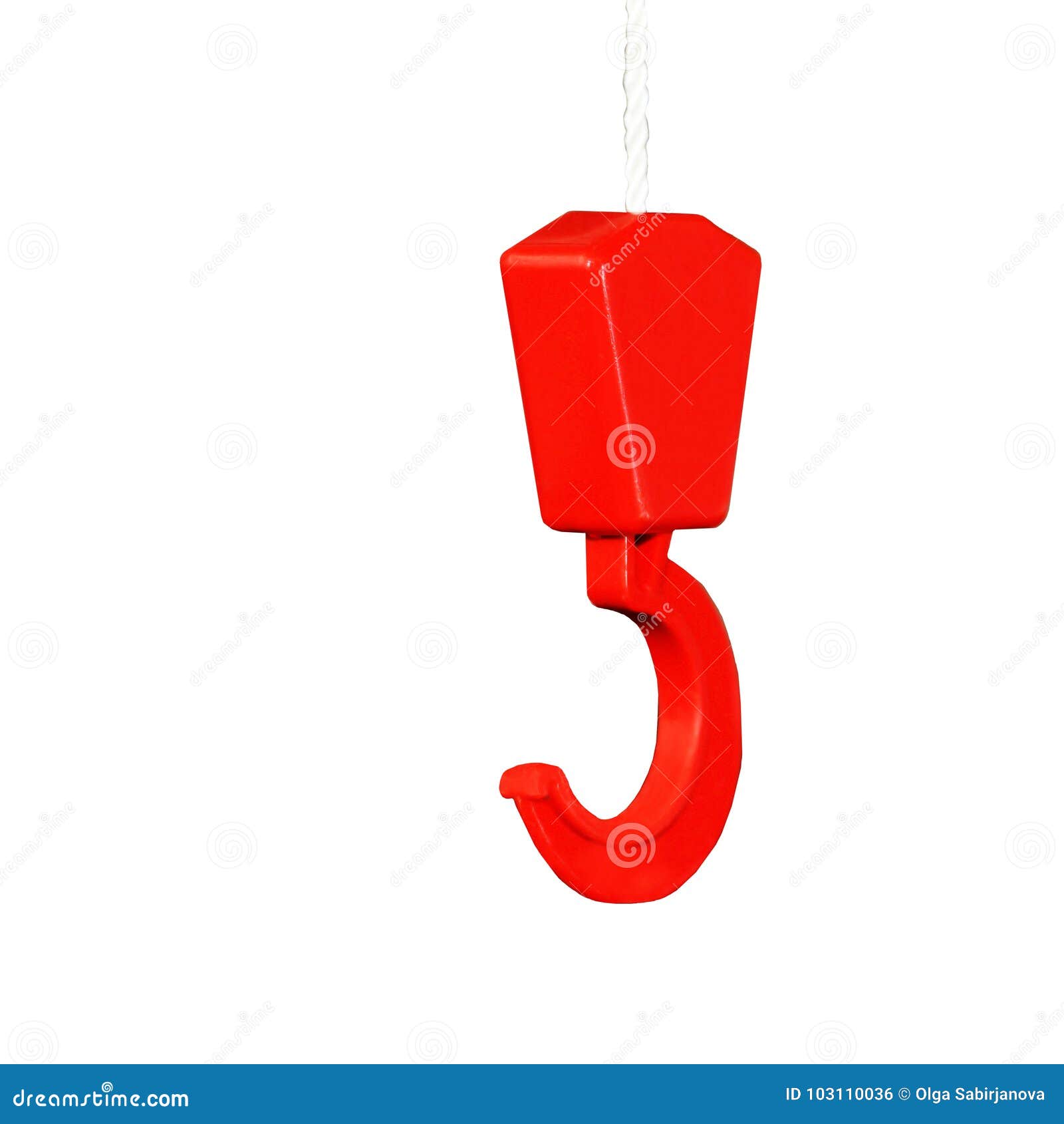 Red Lifting Crane Hook Isolated on White Background. Stock Photo ...