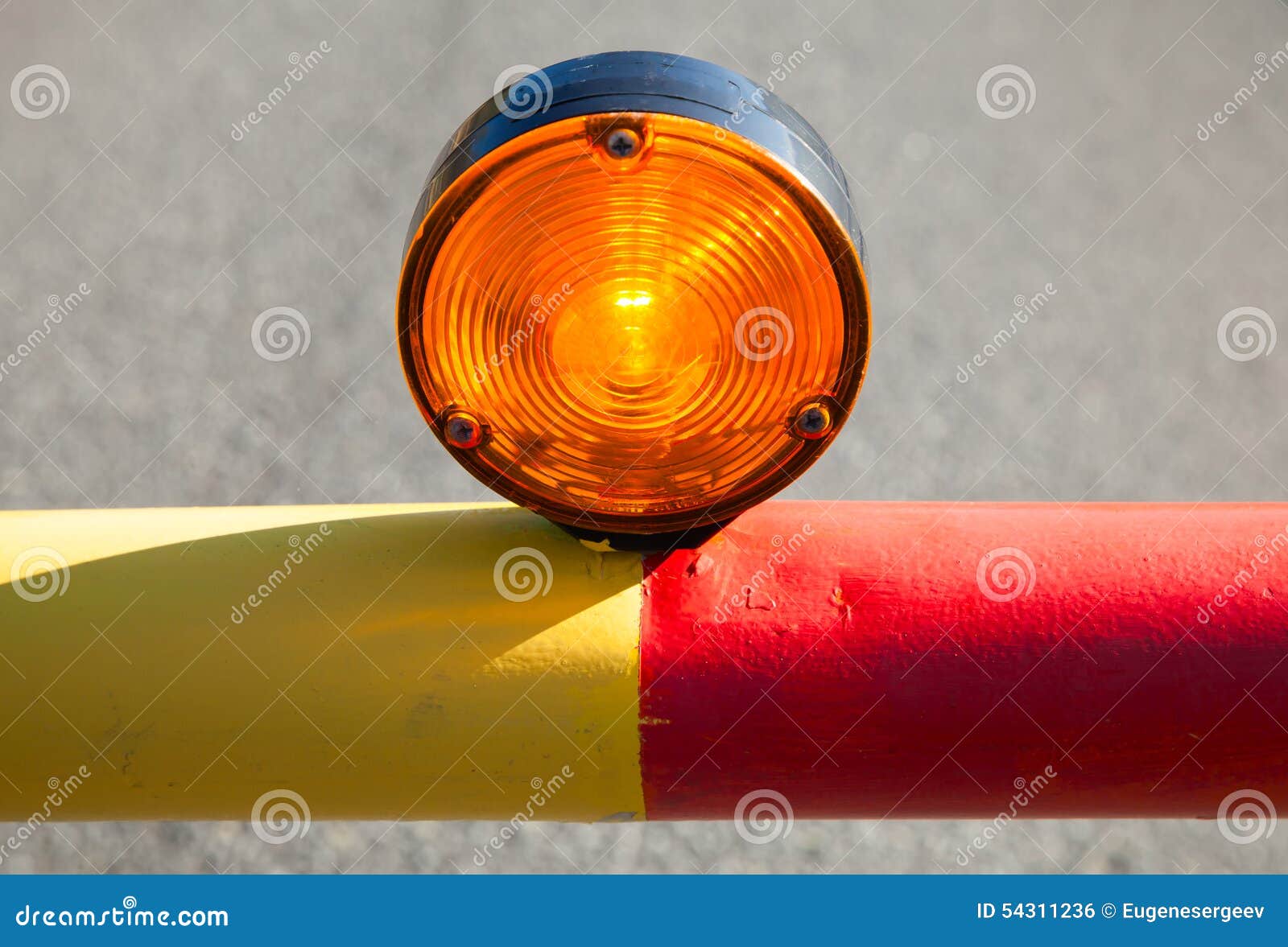 Red Light on the Automatic Road Barrier Stock Photo - Image of street ...