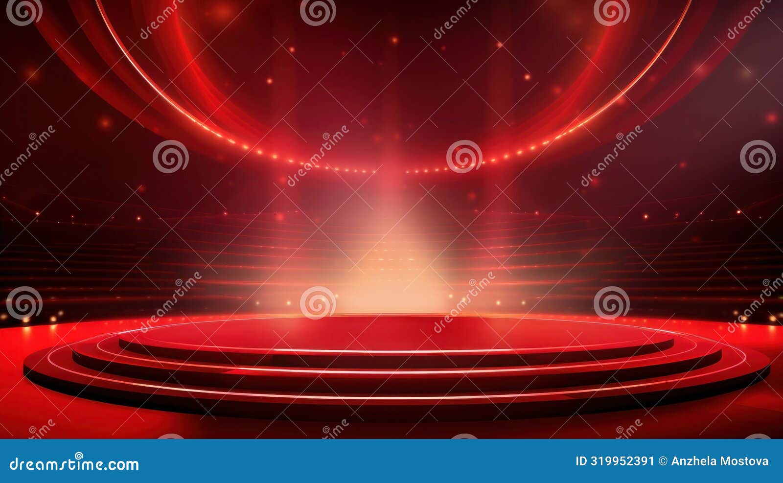 Red Light Award Ceremony Background with Podium Stock Image - Image of ...