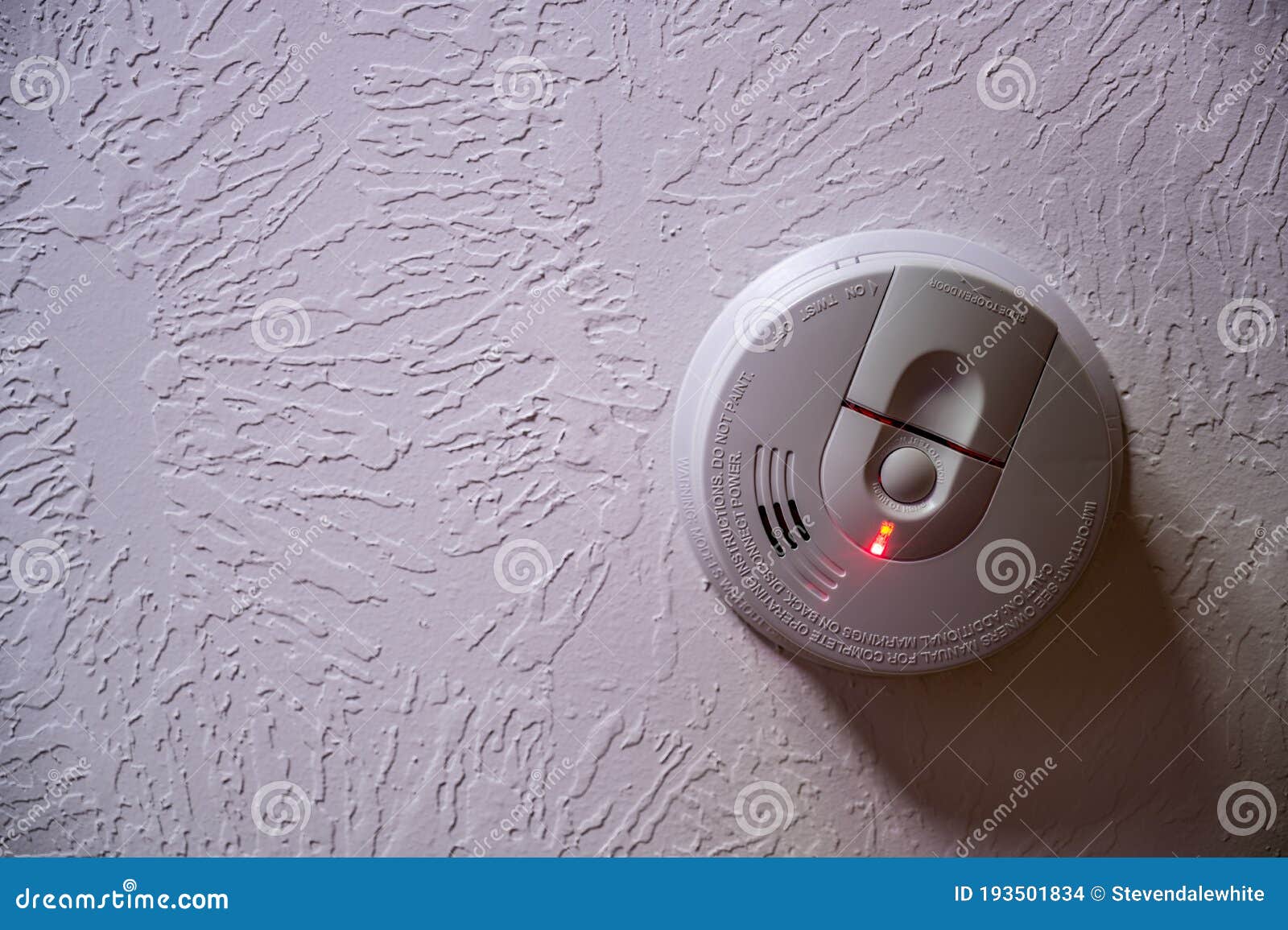 Red Light Batter Indicator on a Smoke Detector Mounted on a Ceiling ...