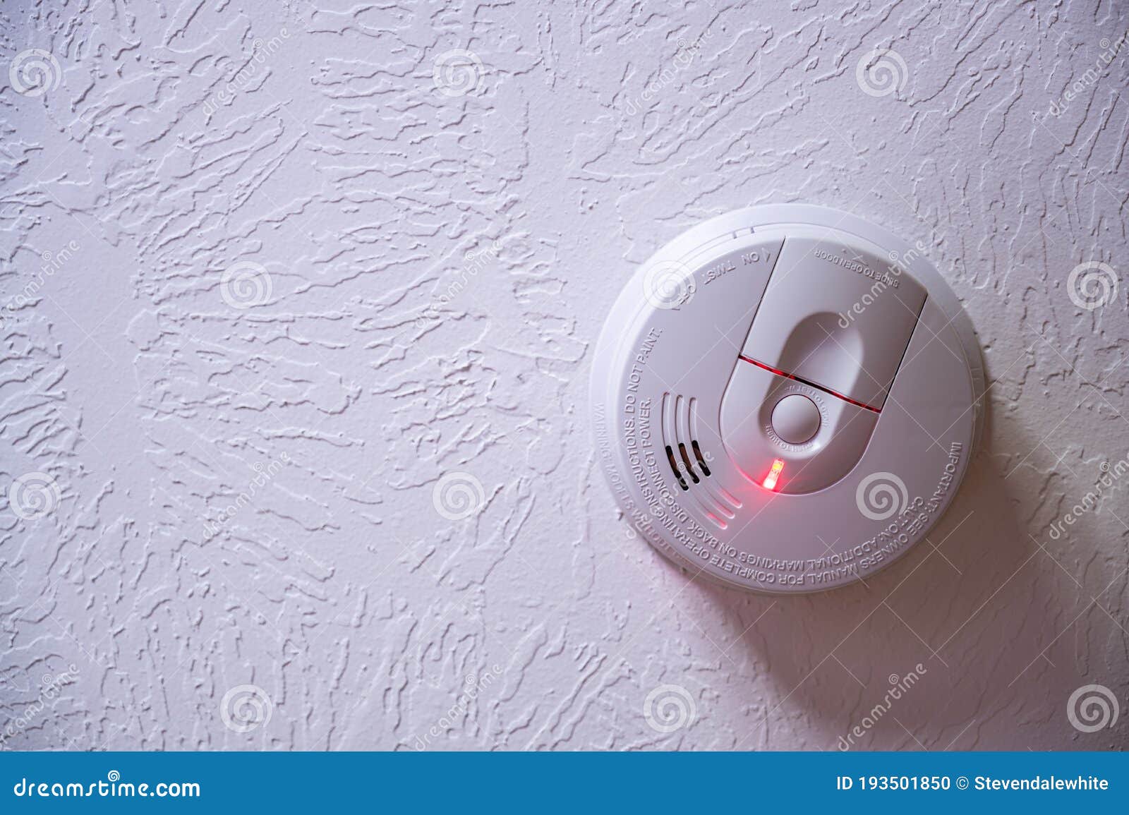 Red Light Batter Indicator on a Smoke Detector Mounted on a Ceiling ...