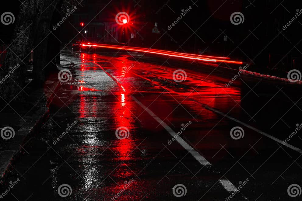 Red light beam at night stock photo. Image of road, traffic - 318405000