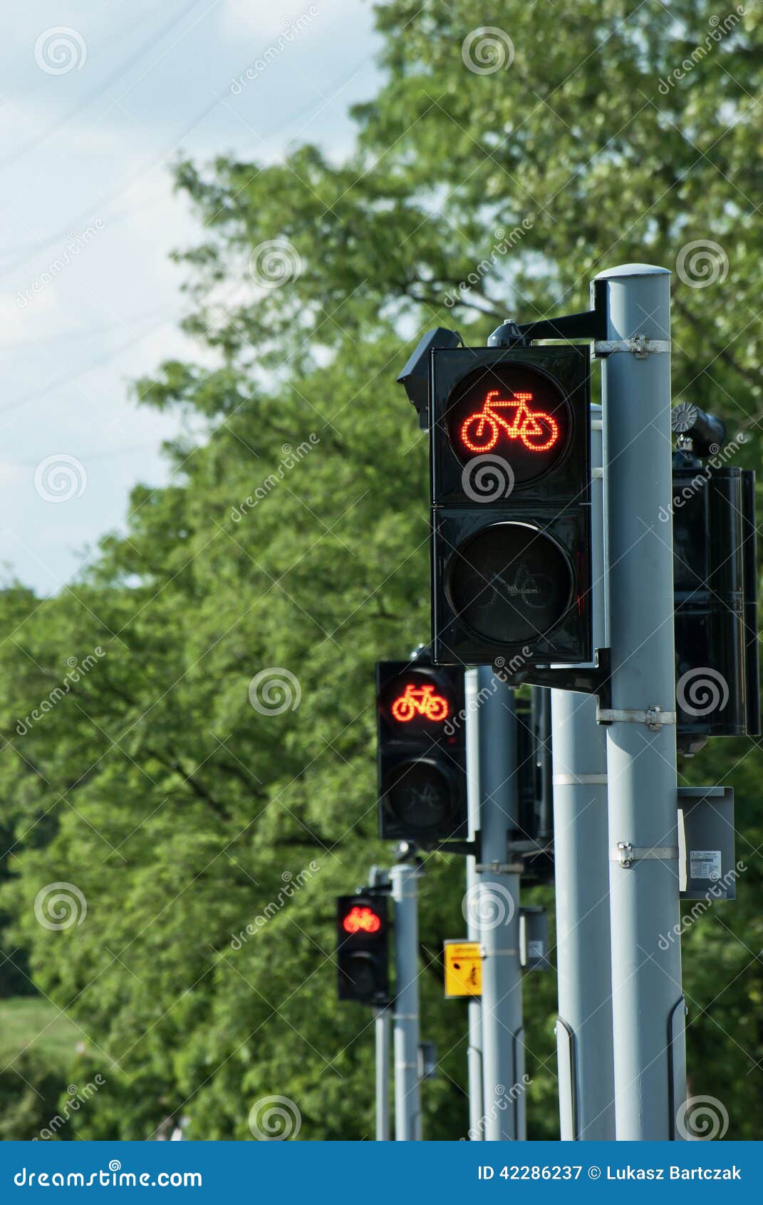 Red light for bicycles stock image. Image of sign, cautious - 42286237