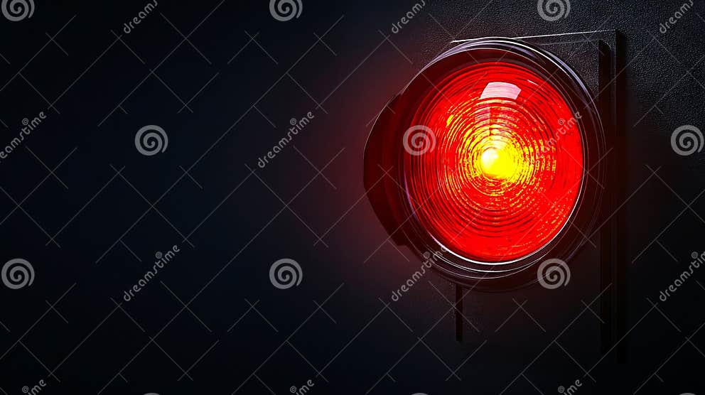 A Red Light on a Black Wall in the Dark Stock Image - Image of closeup ...