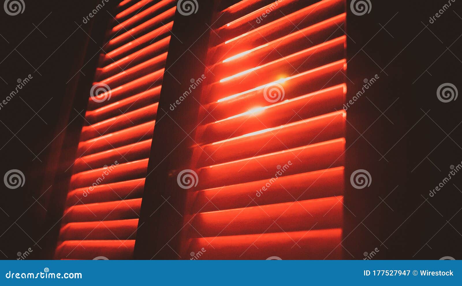 Red Light and Blind Doors Covered by Fog Stock Image - Image of ...