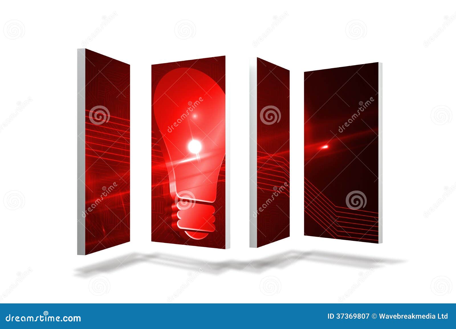 Red Light Bulb Graphic on Abstract Screen Stock Illustration ...