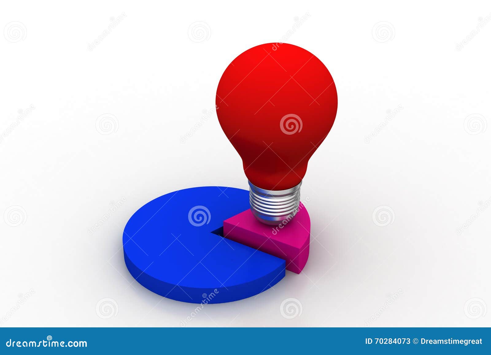Red Light Bulb with Pie Chart Stock Illustration - Illustration of ...
