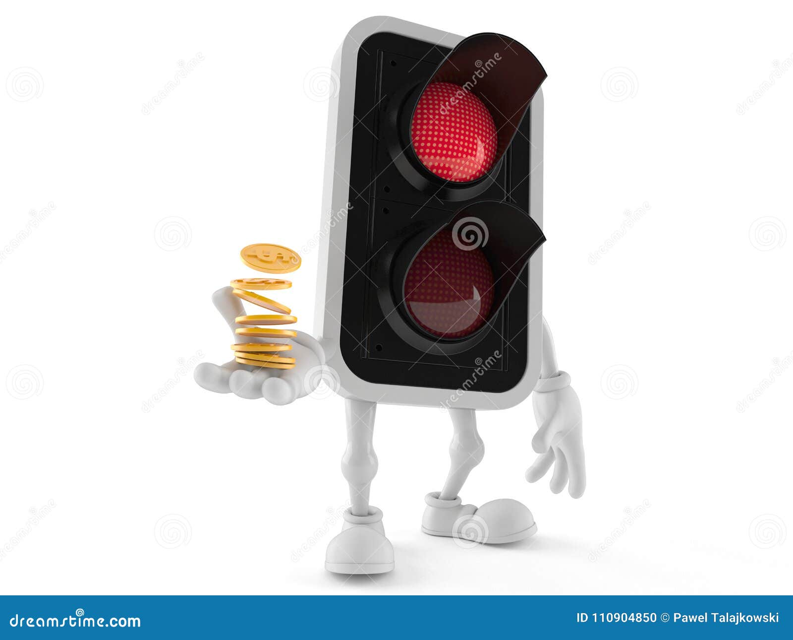 Red Light Character with Coins Stock Illustration - Illustration of ...