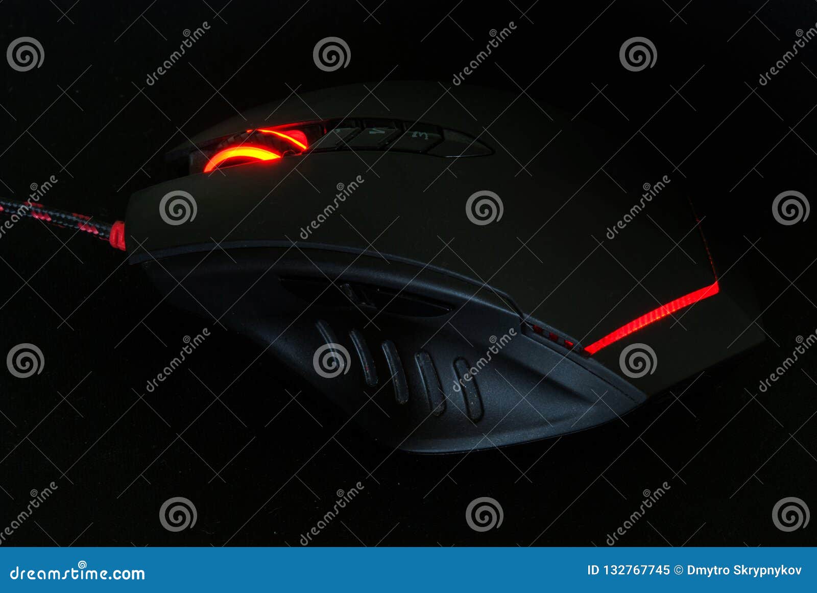 Red Light Computer Gaming Mouse in Dark Tone Stock Image - Image of ...