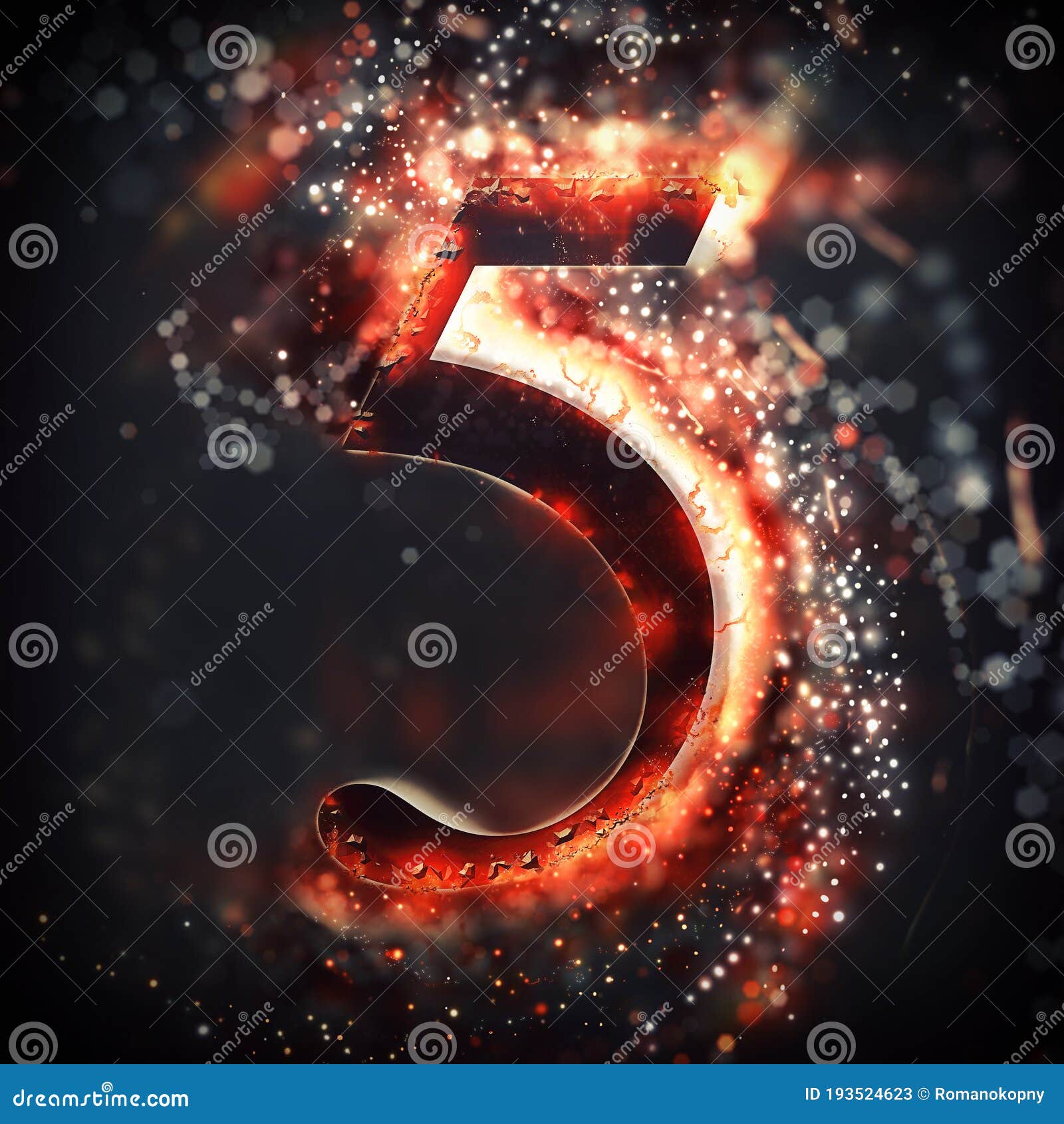 Red light Digit 5 stock illustration. Illustration of glow - 193524623