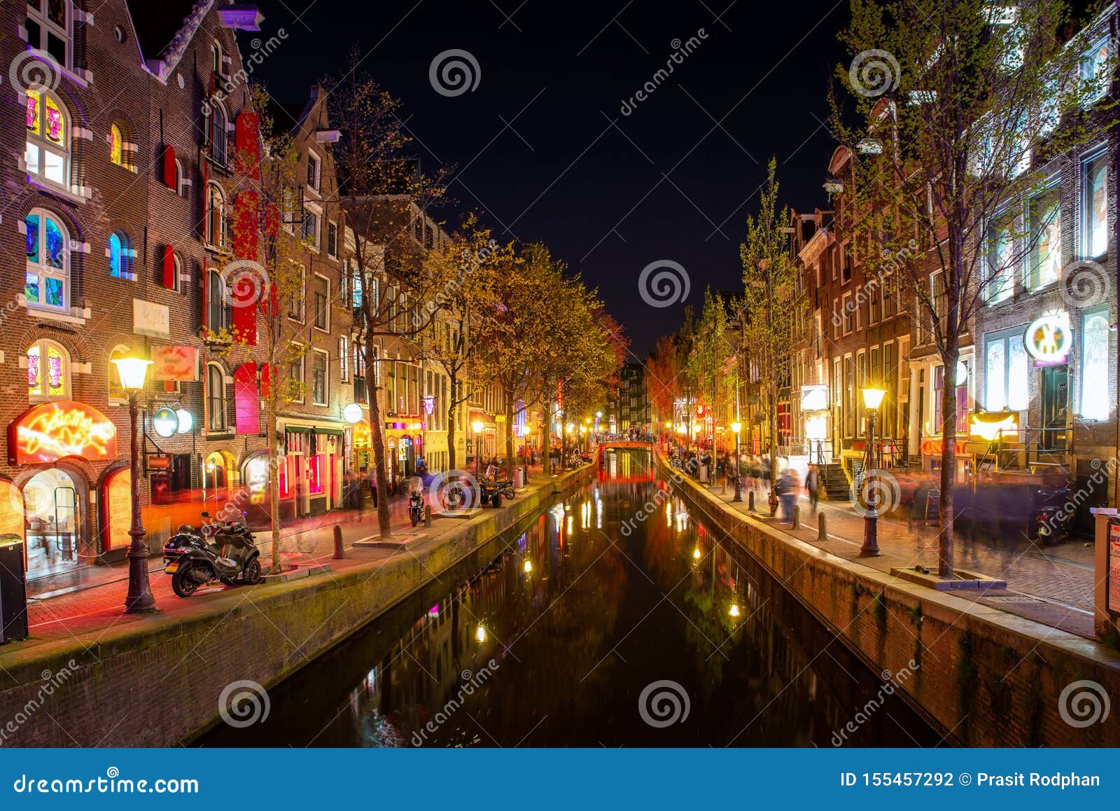 Red Light District in Amsterdam, Netherlands at Night. Nightlife in in ...