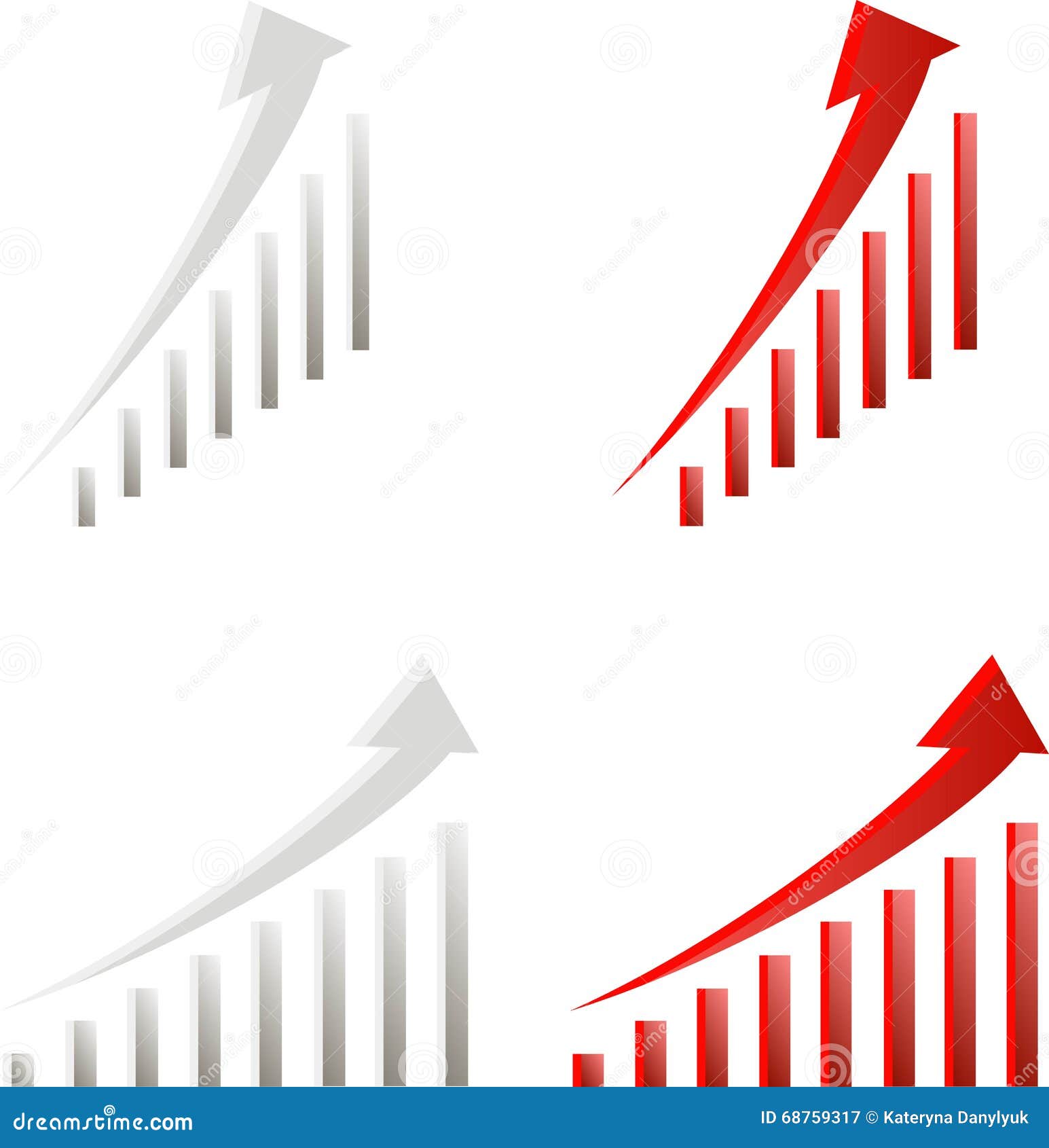 Red and Light Grey Growth Charts, Two Angles, Gradient Stock Vector ...