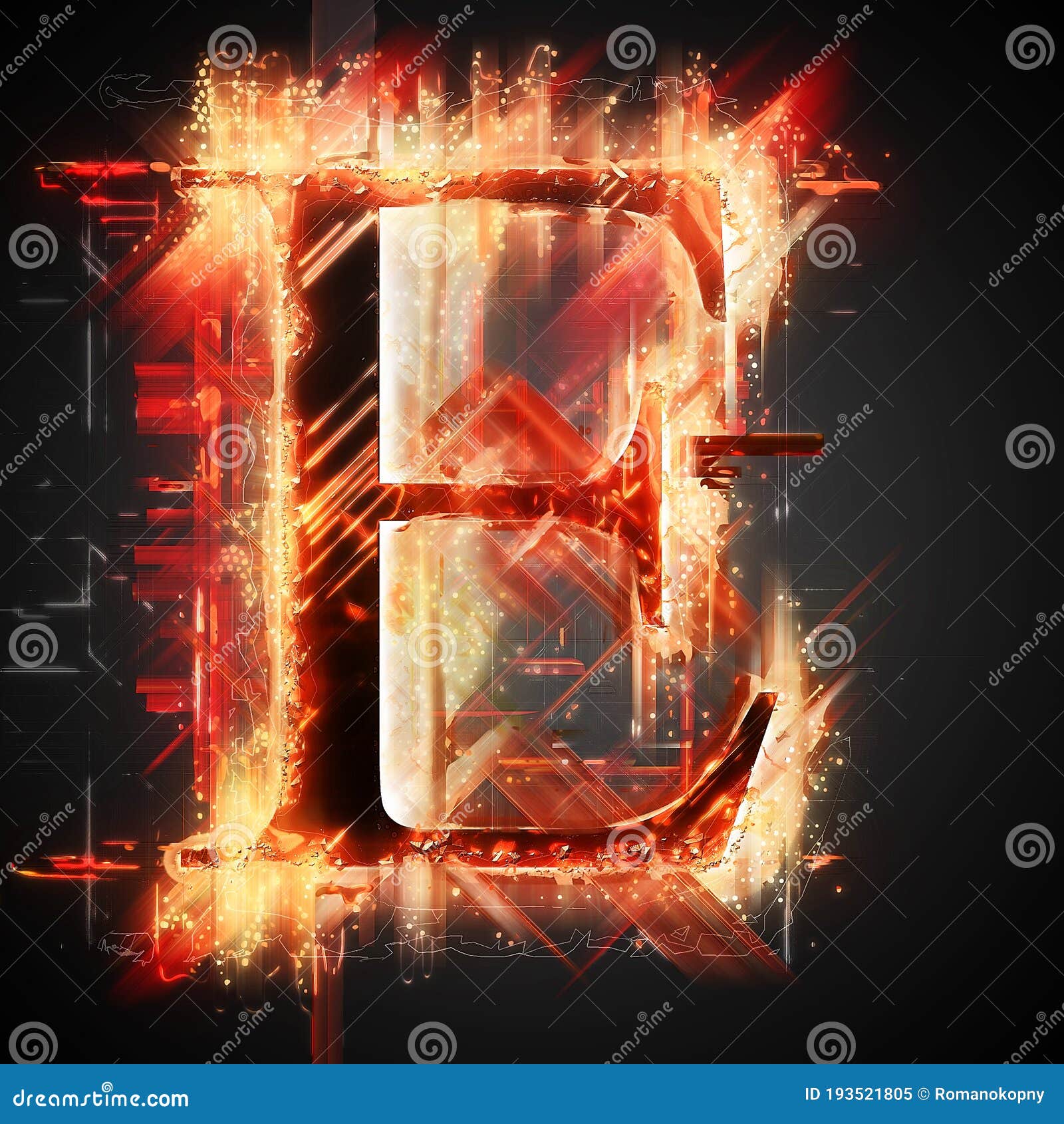 Red light letter E stock illustration. Illustration of exploding ...