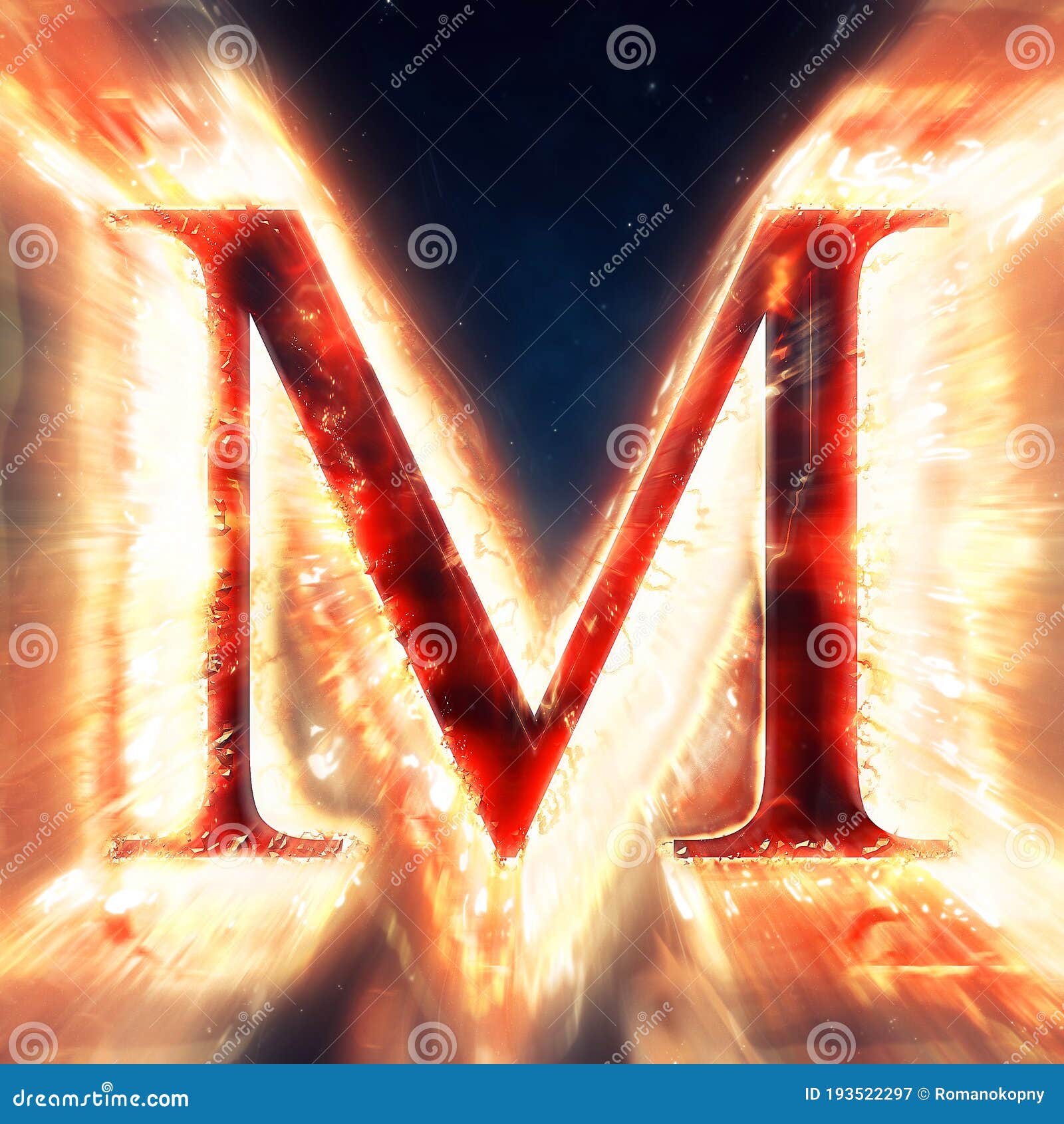 Red light letter M stock illustration. Illustration of luminous - 193522297
