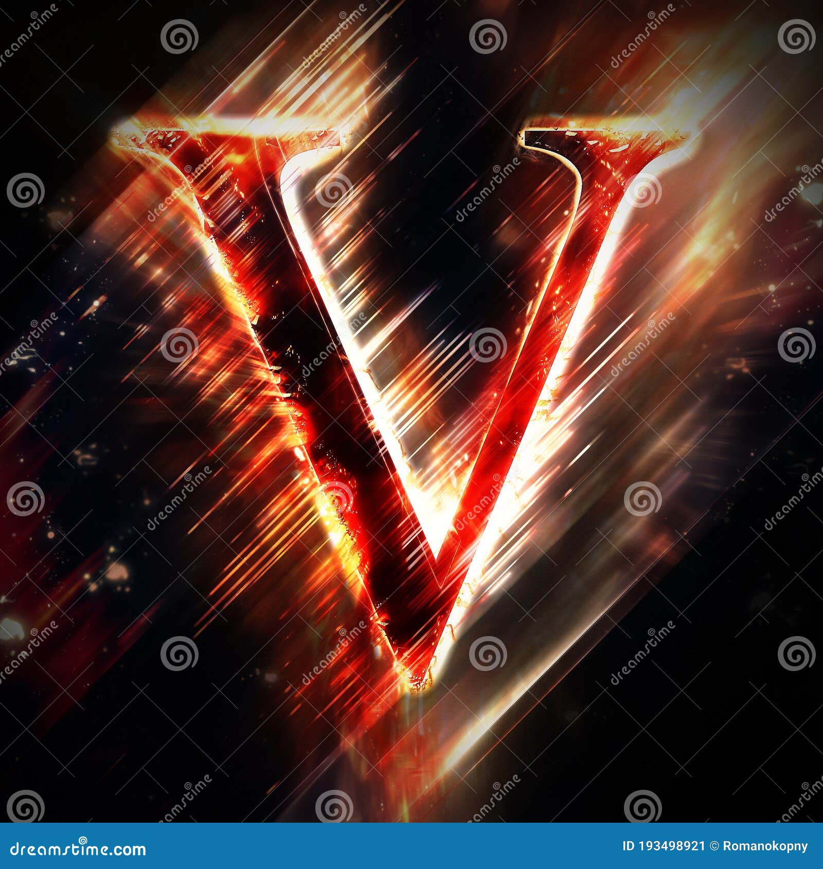 Red light letter V stock illustration. Illustration of exploding ...