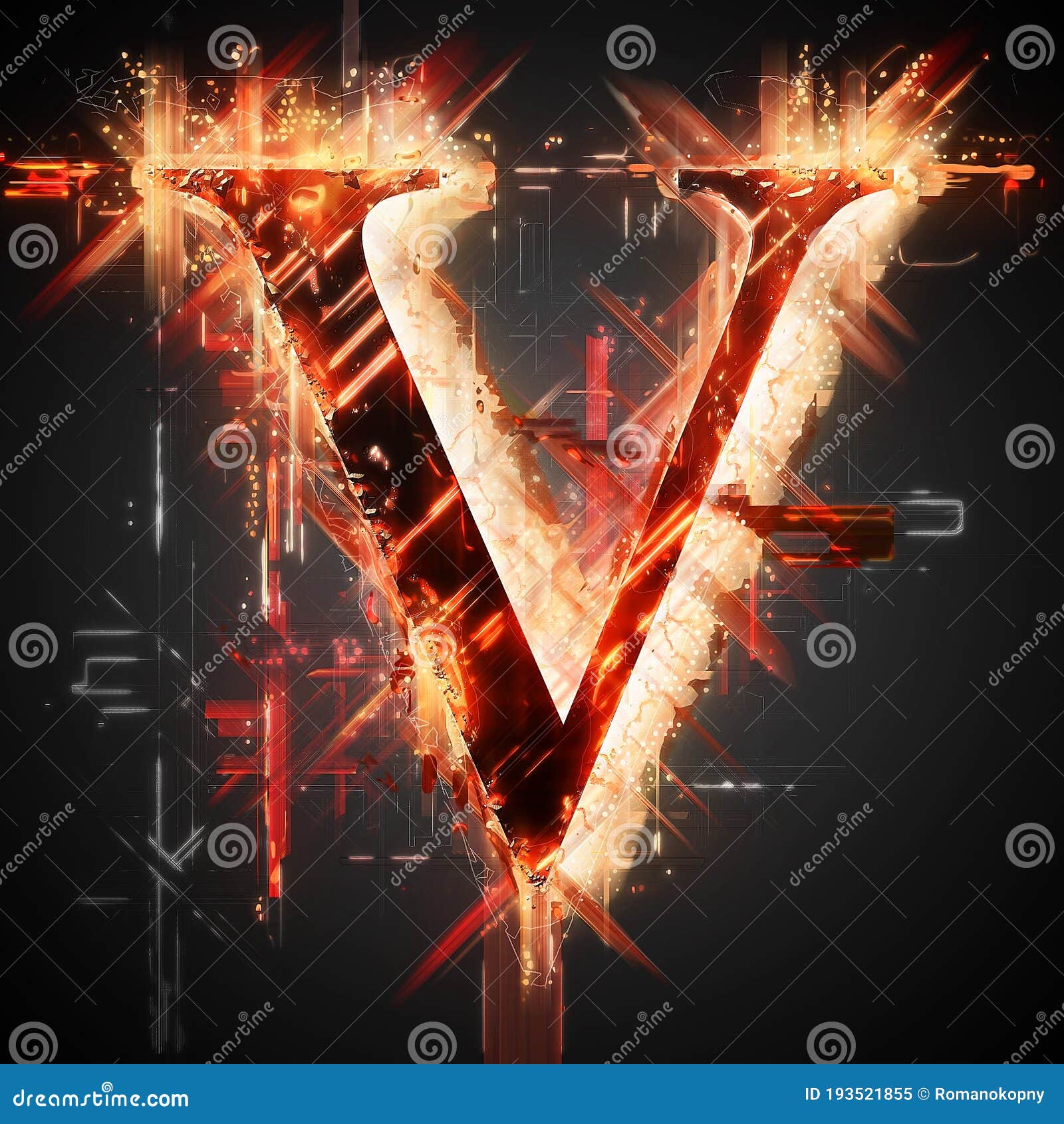 Red light letter V stock illustration. Illustration of light - 193521855
