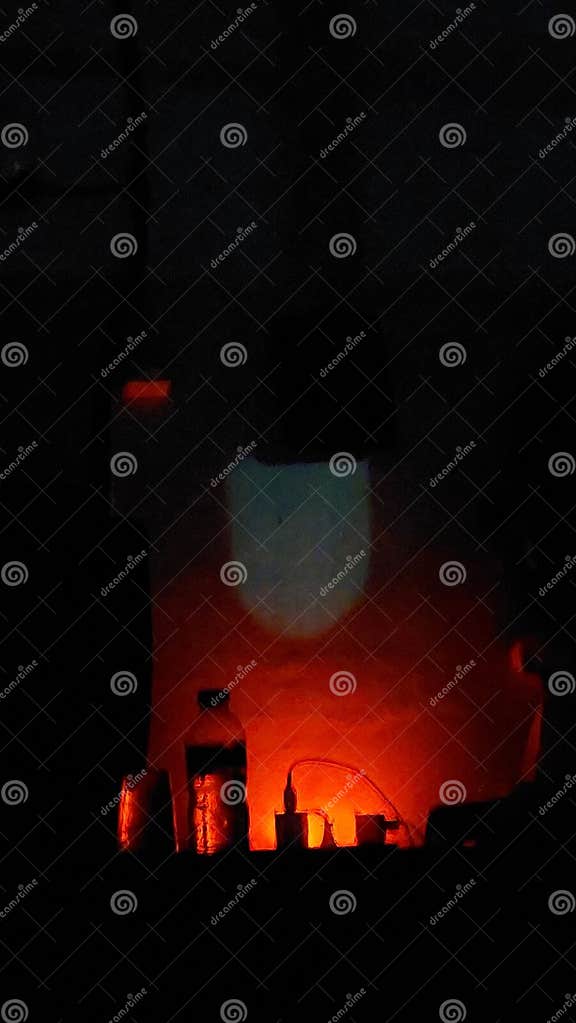 Red Light in the Middle of the Dark Night Stock Image - Image of night ...