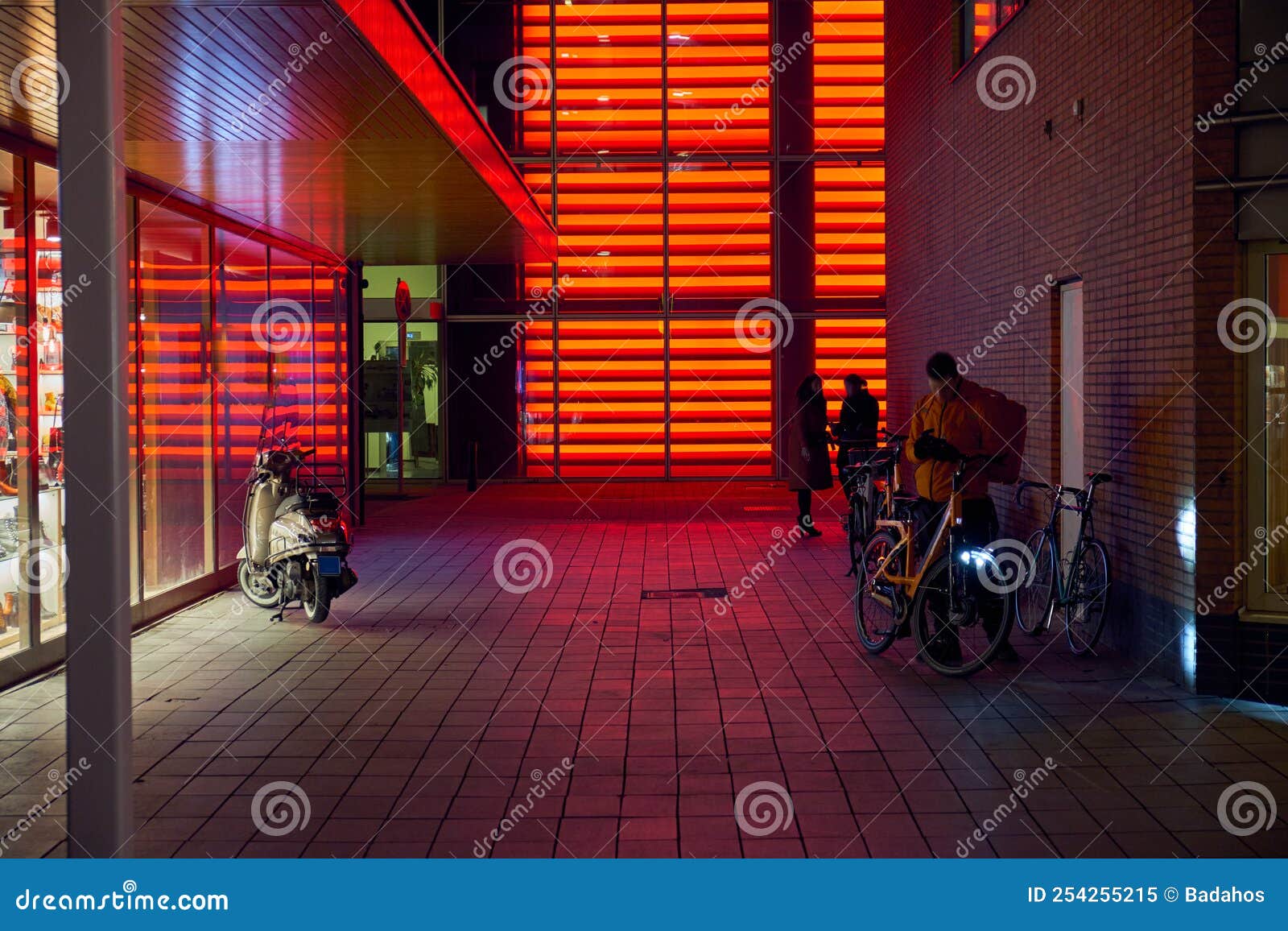 Red Light from a Modern Building. Rotterdam, the Netherlands Stock ...