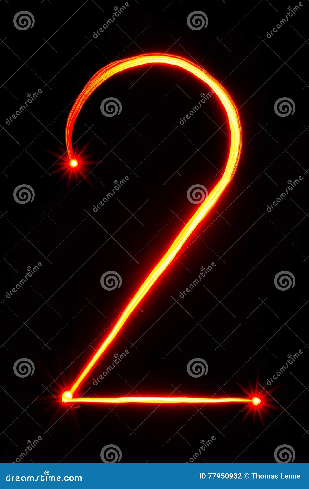 Red Light Painted Number Two Stock Photo - Image of painting, figure ...