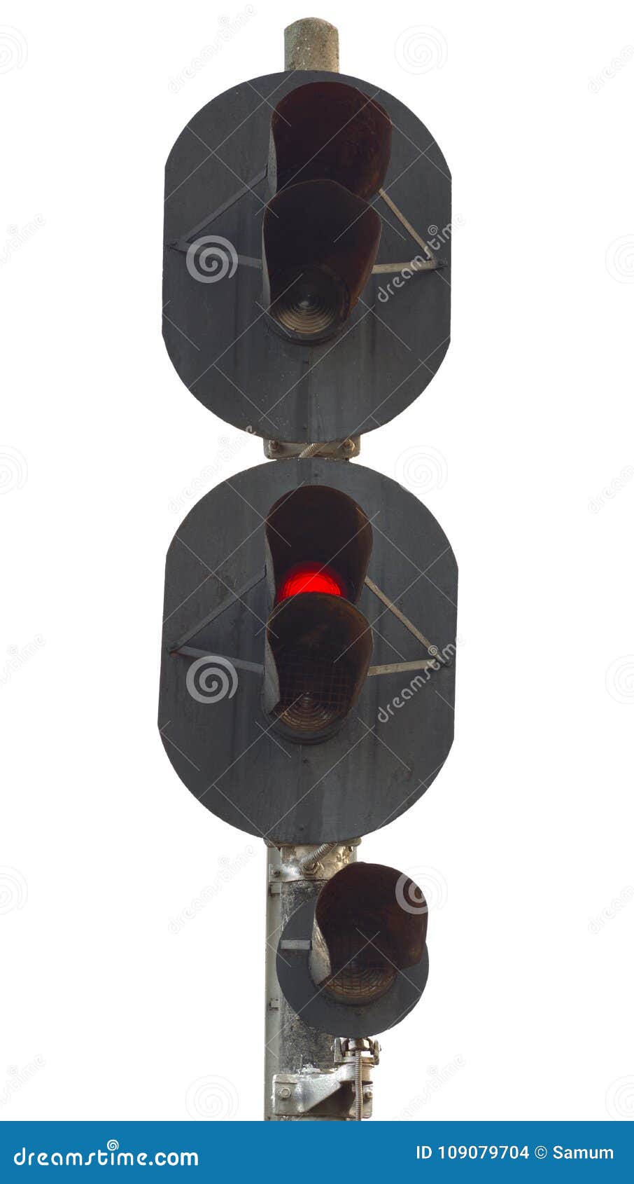 Traffic Light Shows Red Signal on Railway Stock Photo - Image of train ...