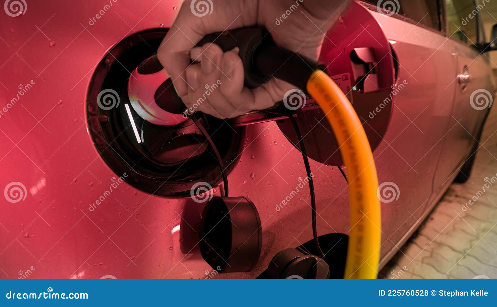 Red Light at a Recharge Process of an Electric Car To Symbolize the ...