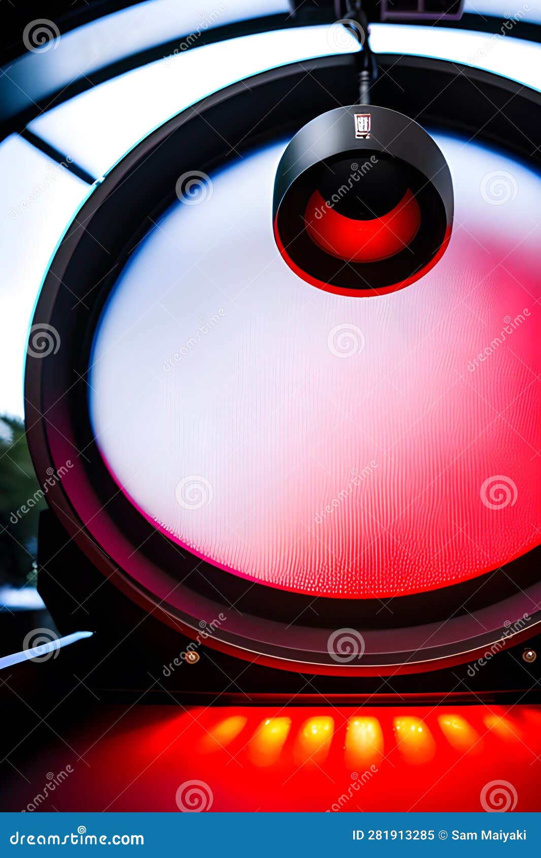 Red Light Round-podium and Black Background Generated by Ai Stock ...