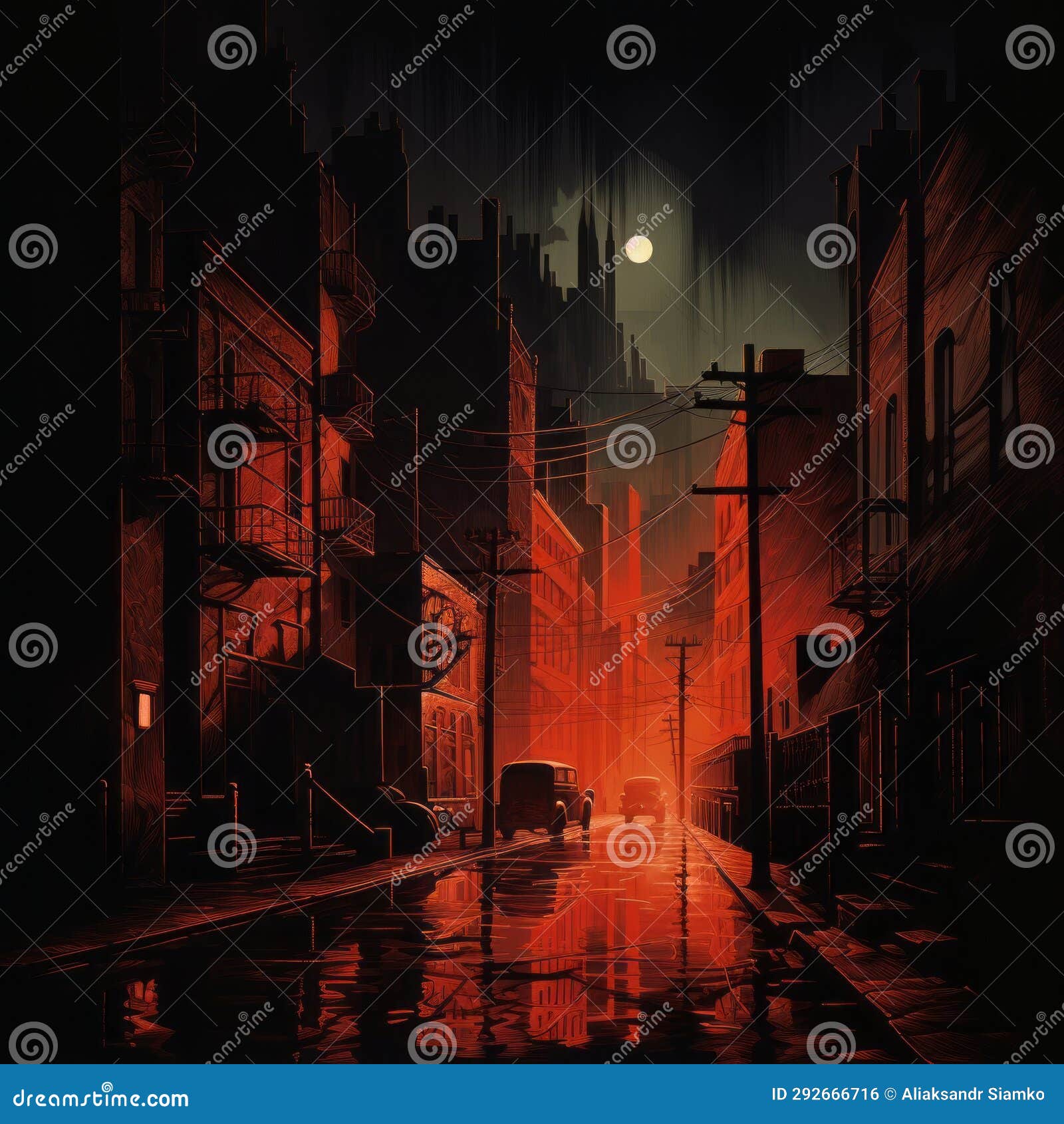 Red Light 1920s in the City, Night, Darkness Stock Photo - Image of ...