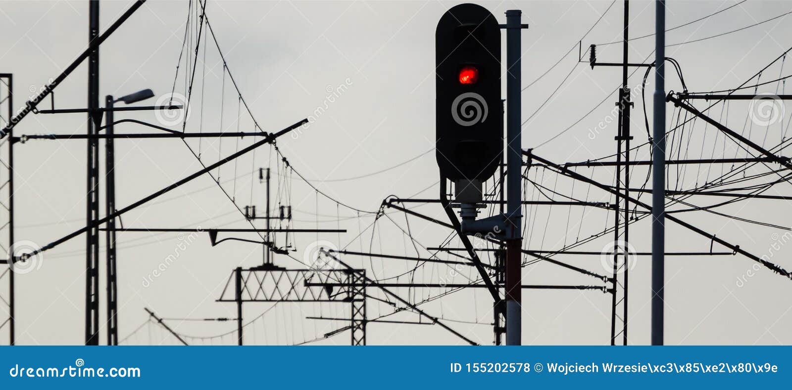 RED LIGHT on the SEMAPHORE stock photo. Image of electric - 155202578