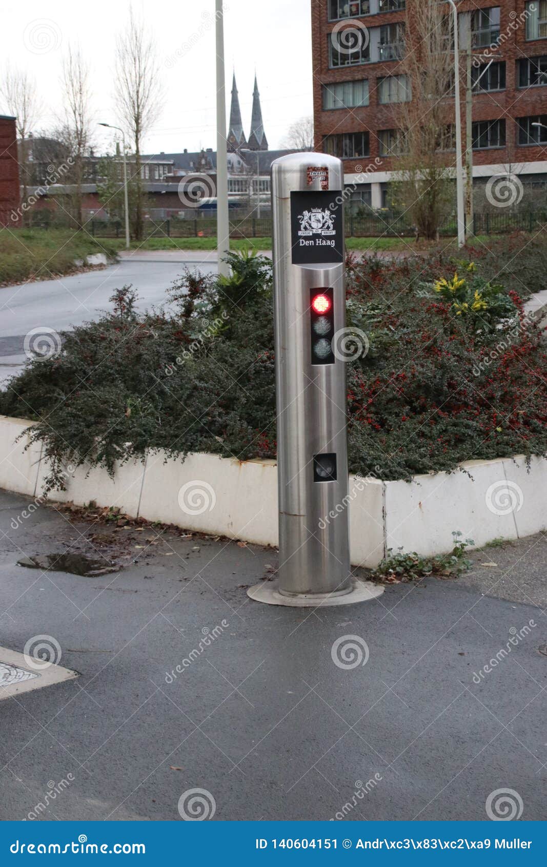 Red Light Sign To Warn for Automatic Pole in the Streets of the Hague ...