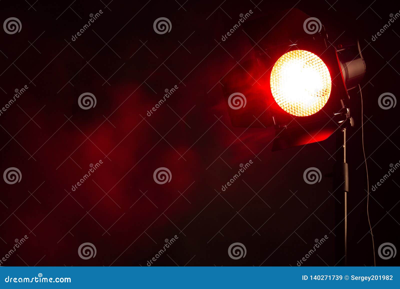 Red Light with Smoke in the Dark. Equipment for Photo Studio Stock ...