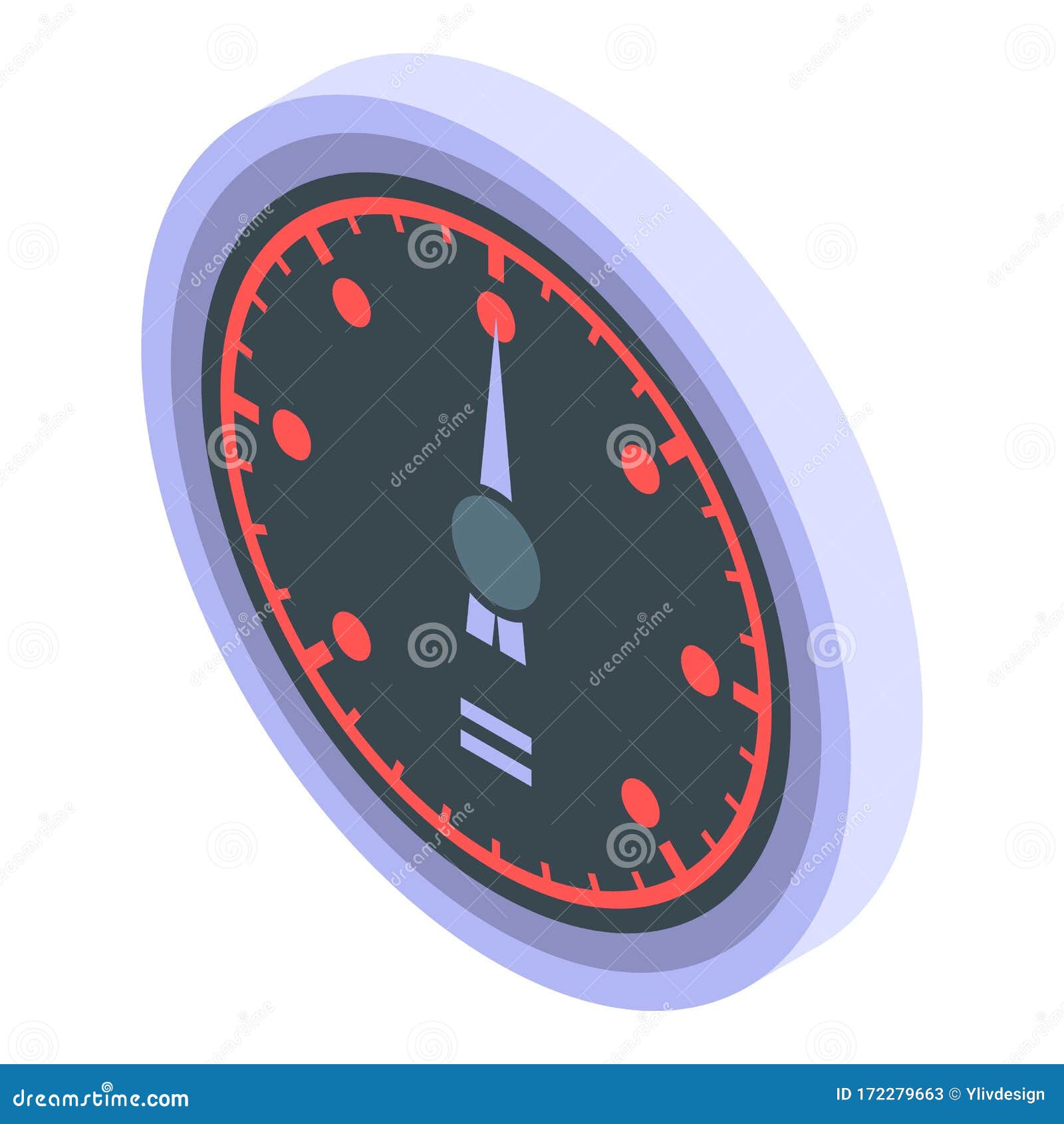 Red Light Speedometer Icon, Isometric Style Stock Vector - Illustration ...