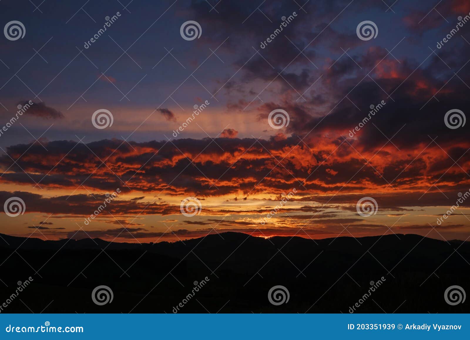 Red Light after Sunset, Deep Blue Color of the Sky Stock Image - Image ...