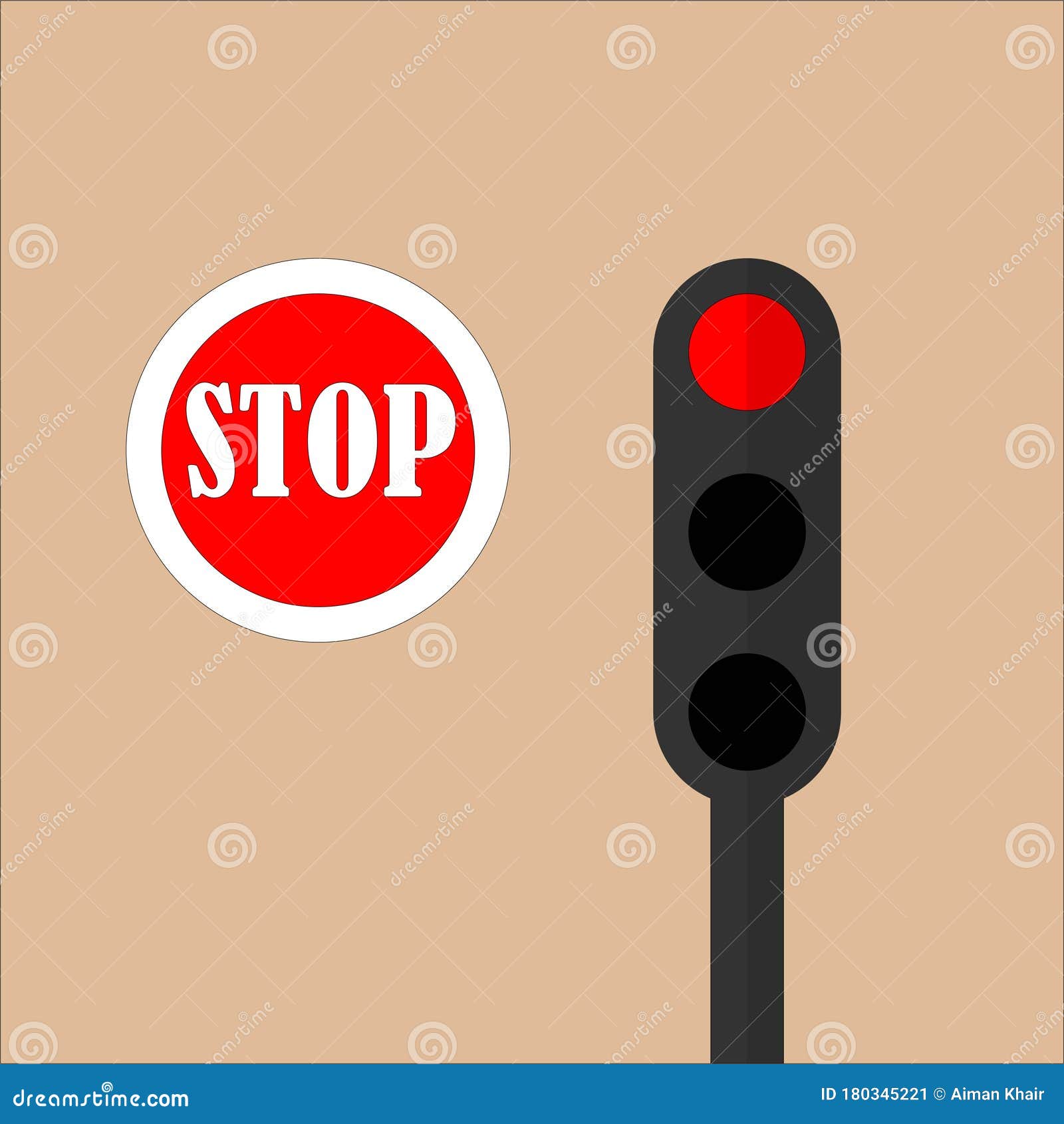 Red Light at Traffic Light Pole Illustration Vector Stock Vector ...