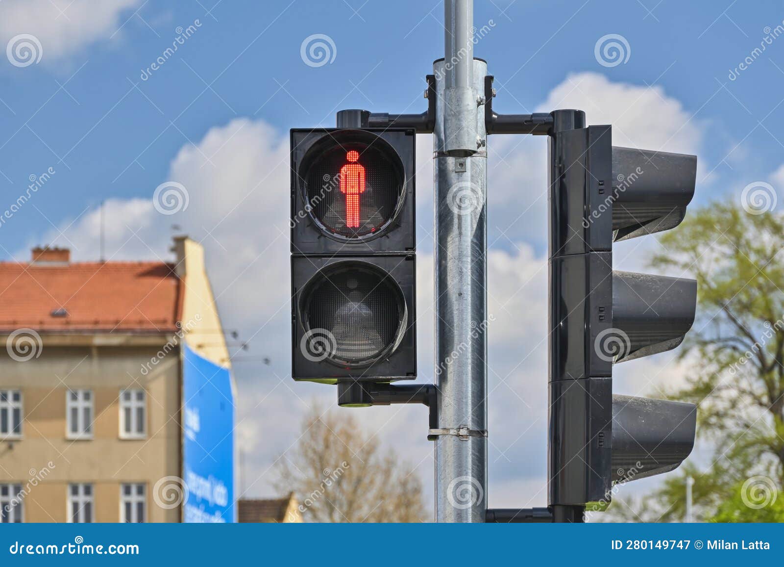 Red Light on a Traffic Light for Pedestrians Stock Image - Image of ...