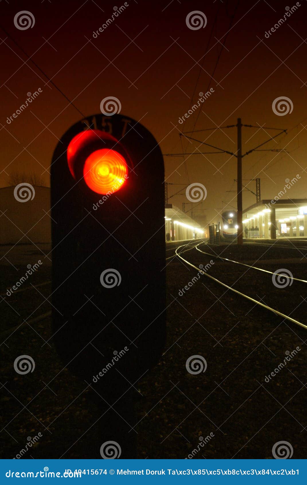 Red Light on train road stock photo. Image of iron, infrastructure ...