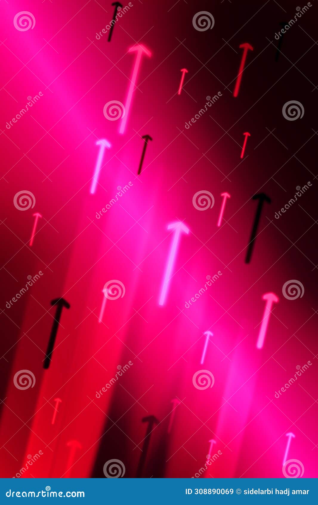 Red Light of Up Arrows on Dark Background Stock Illustration ...