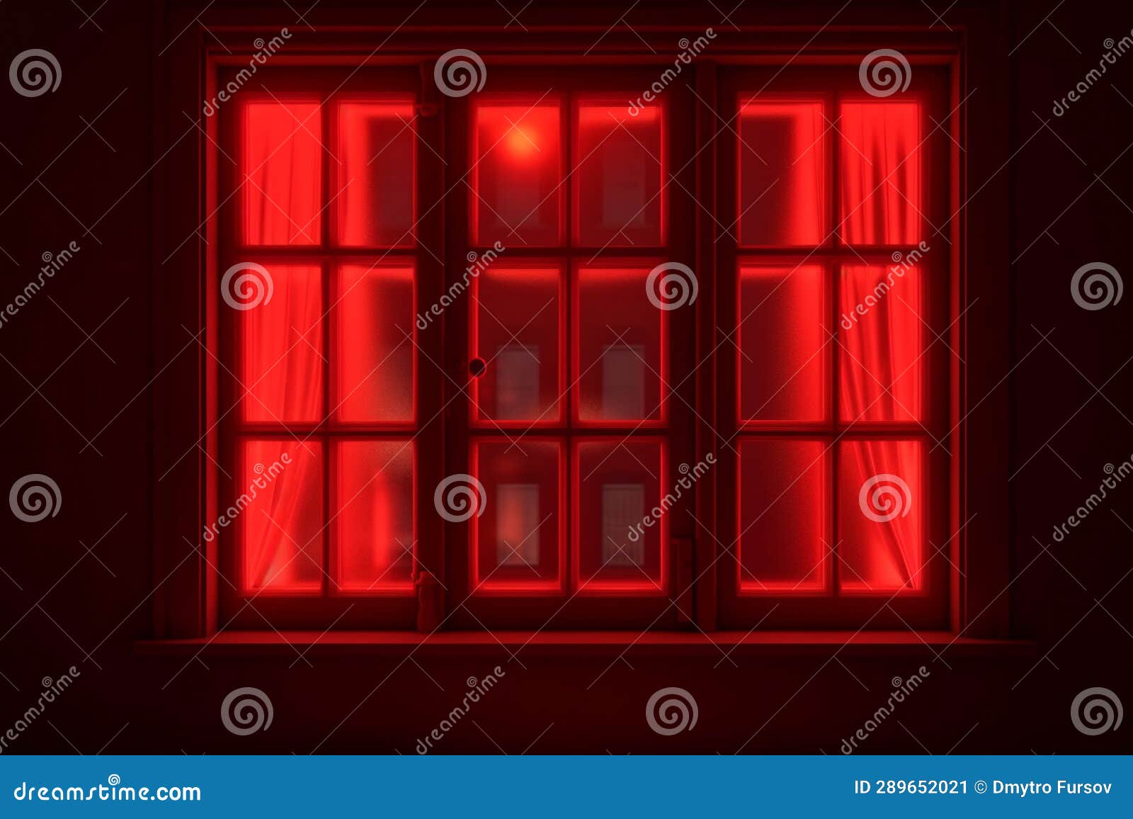 Red Light from the Window. the Red Window Shines Mystically at Night ...