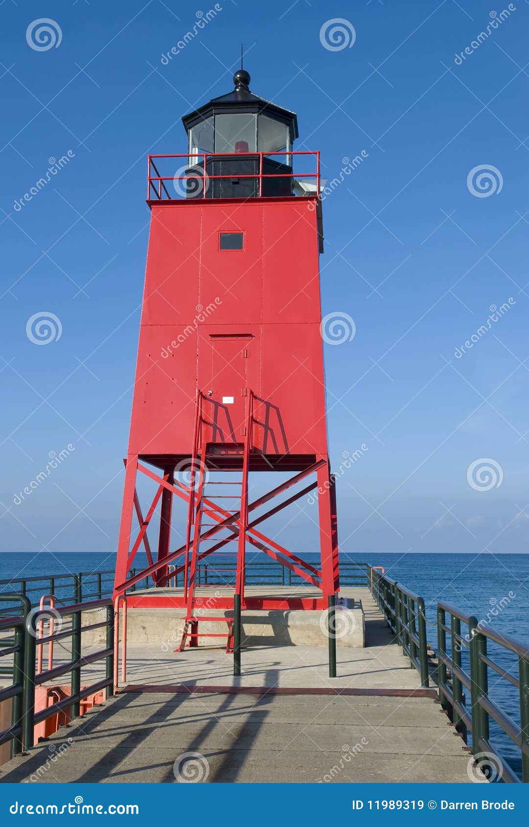 Red Lighthouse stock image. Image of window, light, ladder - 11989319