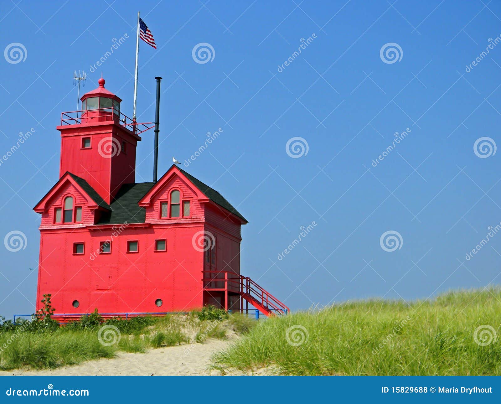 Red lighthouse stock photo. Image of security, bright - 15829688