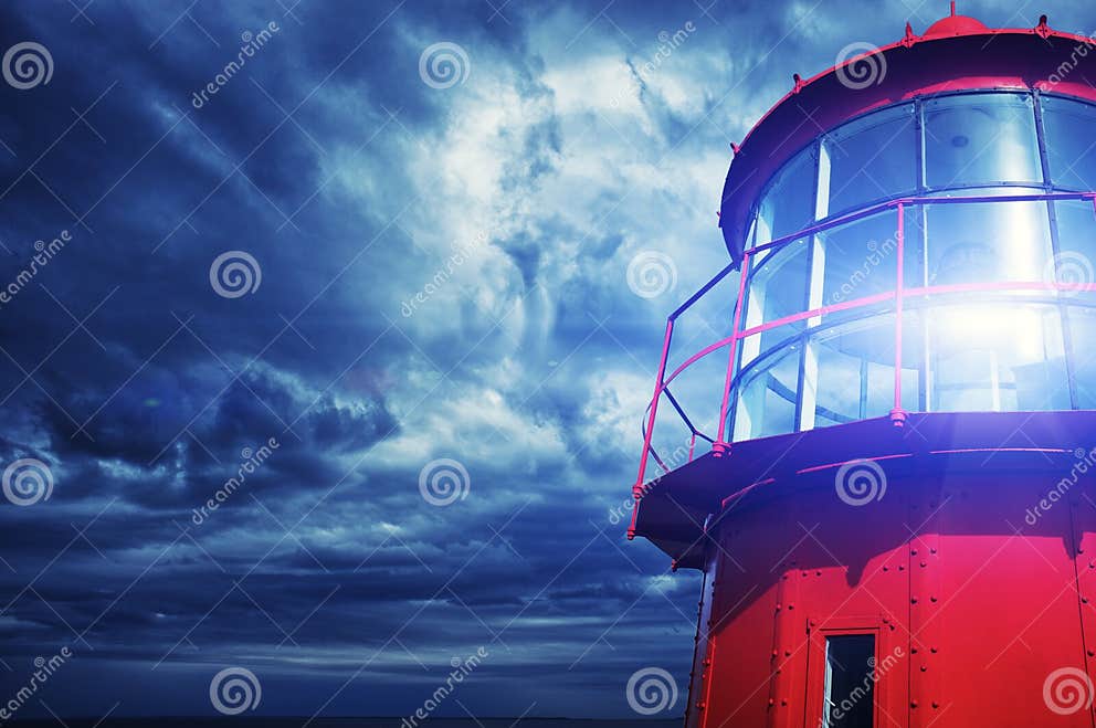 Red lighthouse stock photo. Image of clouds, color, outdoor - 27446580