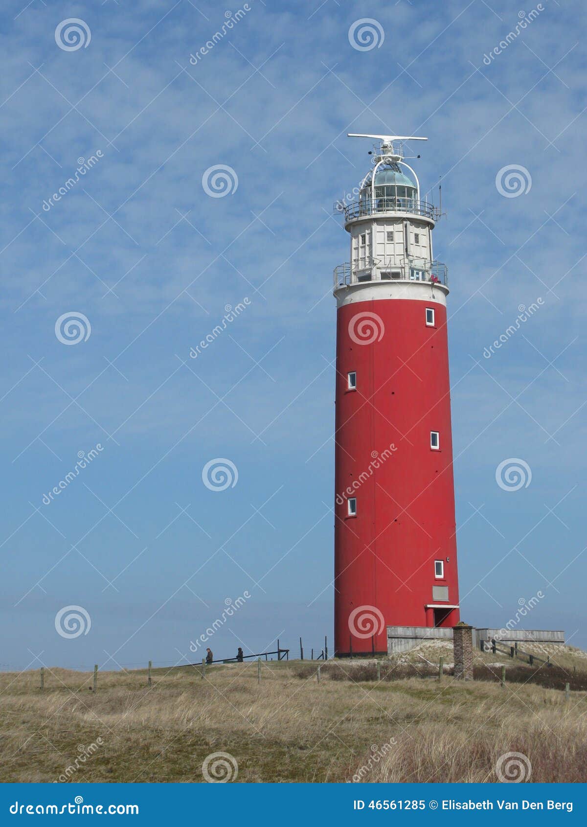 Red Lighthouse Against a Blue Sky Stock Image - Image of safety ...