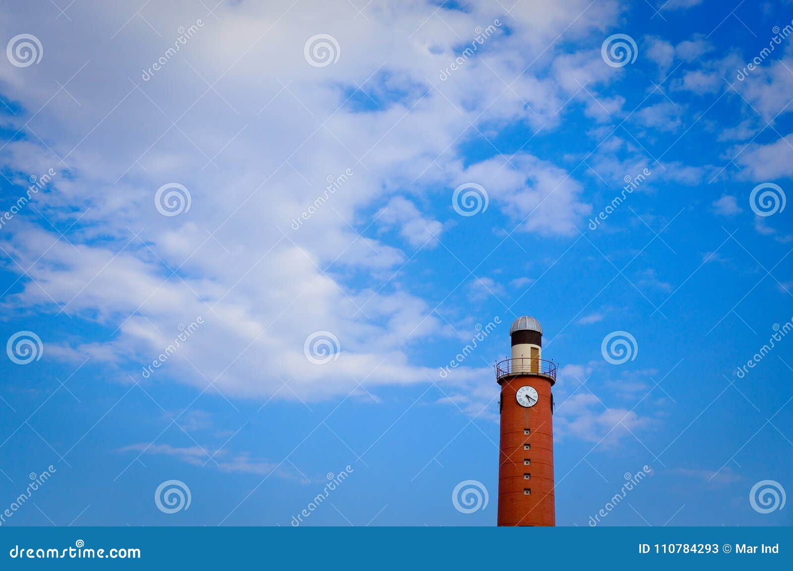 Red Lighthouse and Blue Sky Stock Image - Image of tower, steam: 110784293