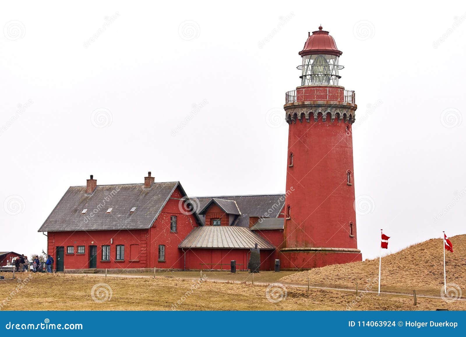 Red lighthouse in Denmark editorial stock image. Image of attraktion ...