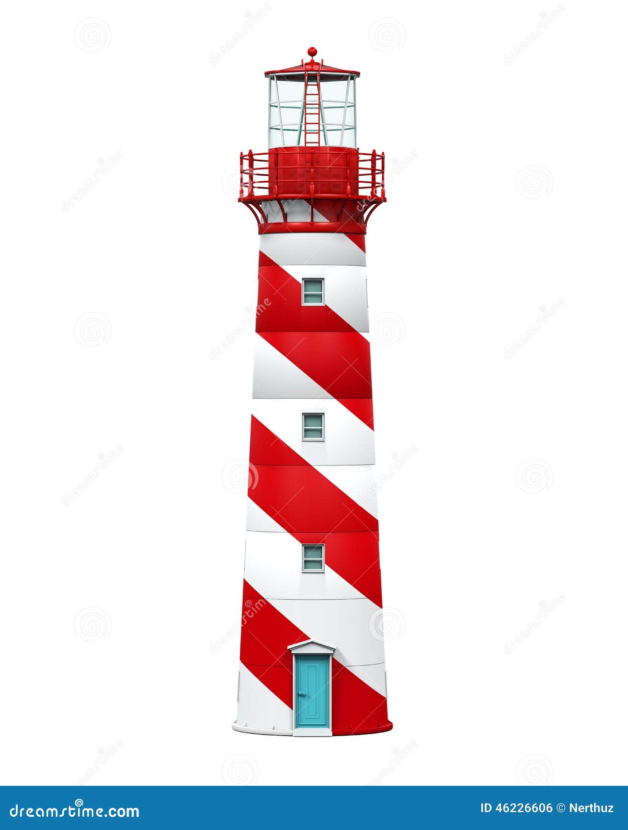 Red Lighthouse Isolated stock illustration. Illustration of render ...